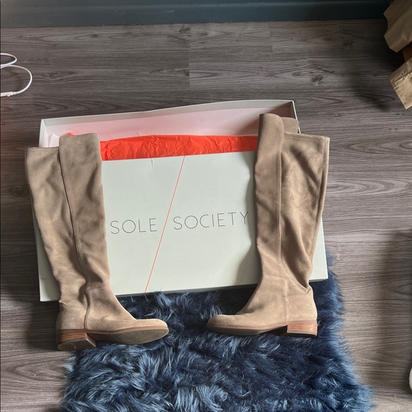 Sole Society | Shoes | Sole Society Beige Suede Kneehigh Boots | Poshmark
